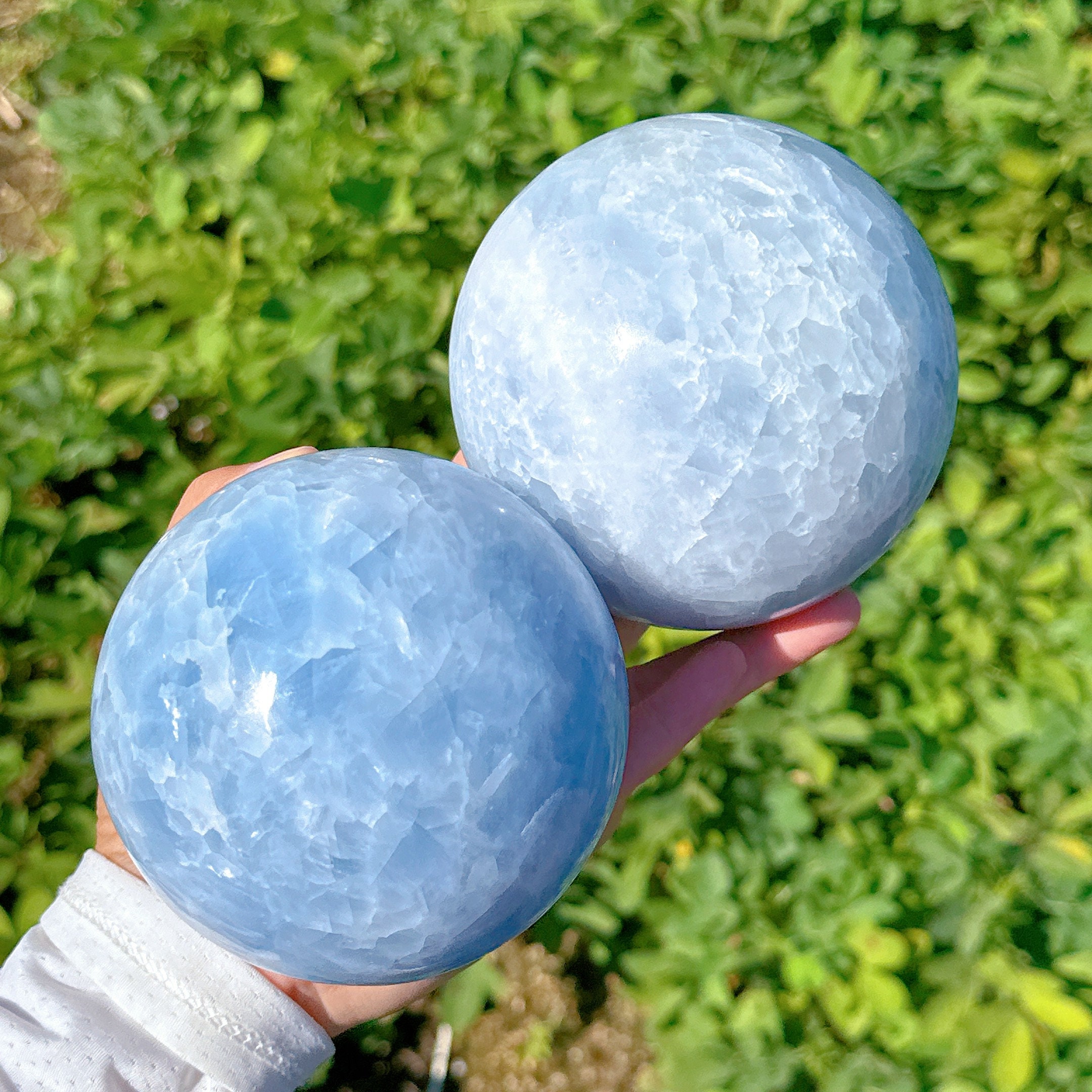 Blue Calcite Crystal Sphere - Spirit Crystals