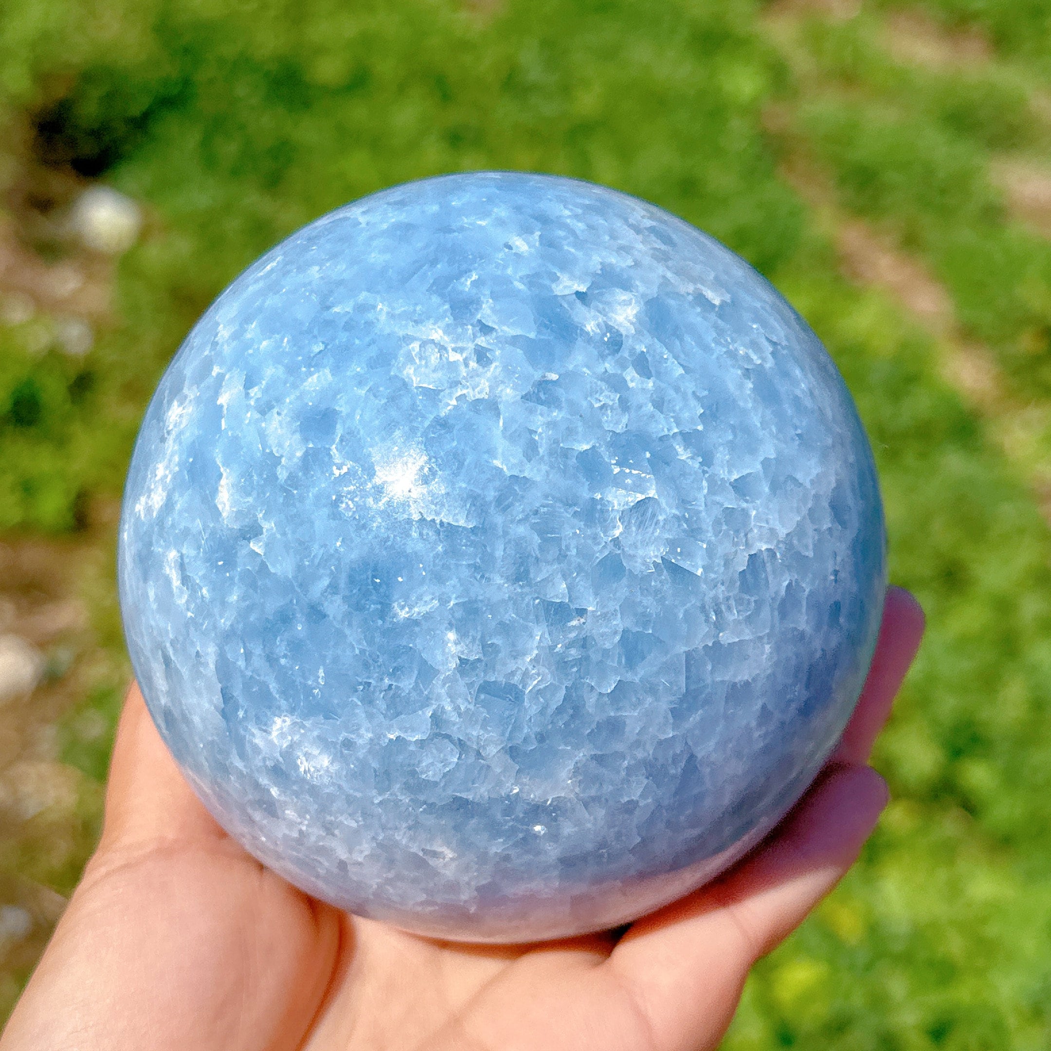 Blue Calcite Crystal Sphere - Spirit Crystals