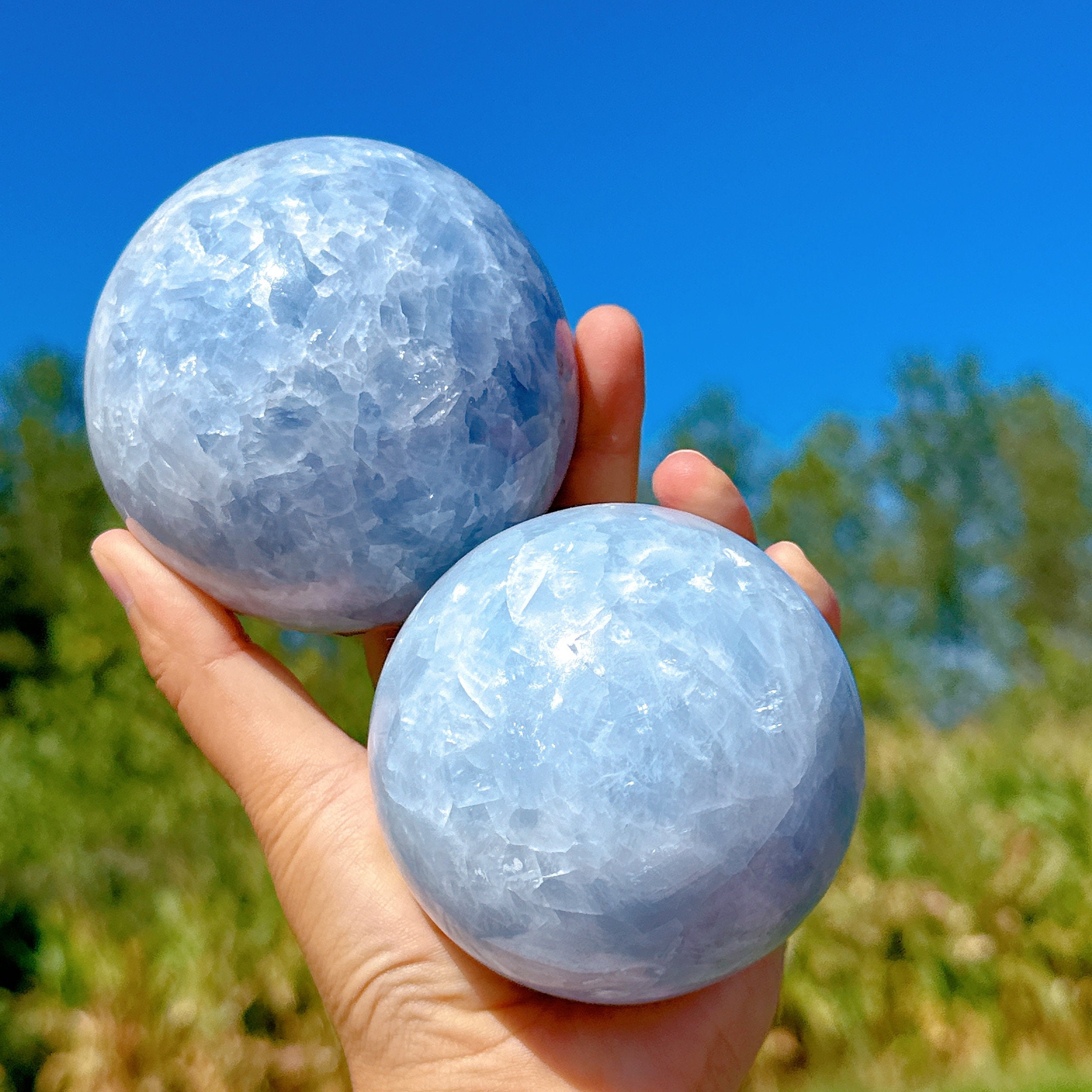 Blue Calcite Crystal Sphere - Spirit Crystals