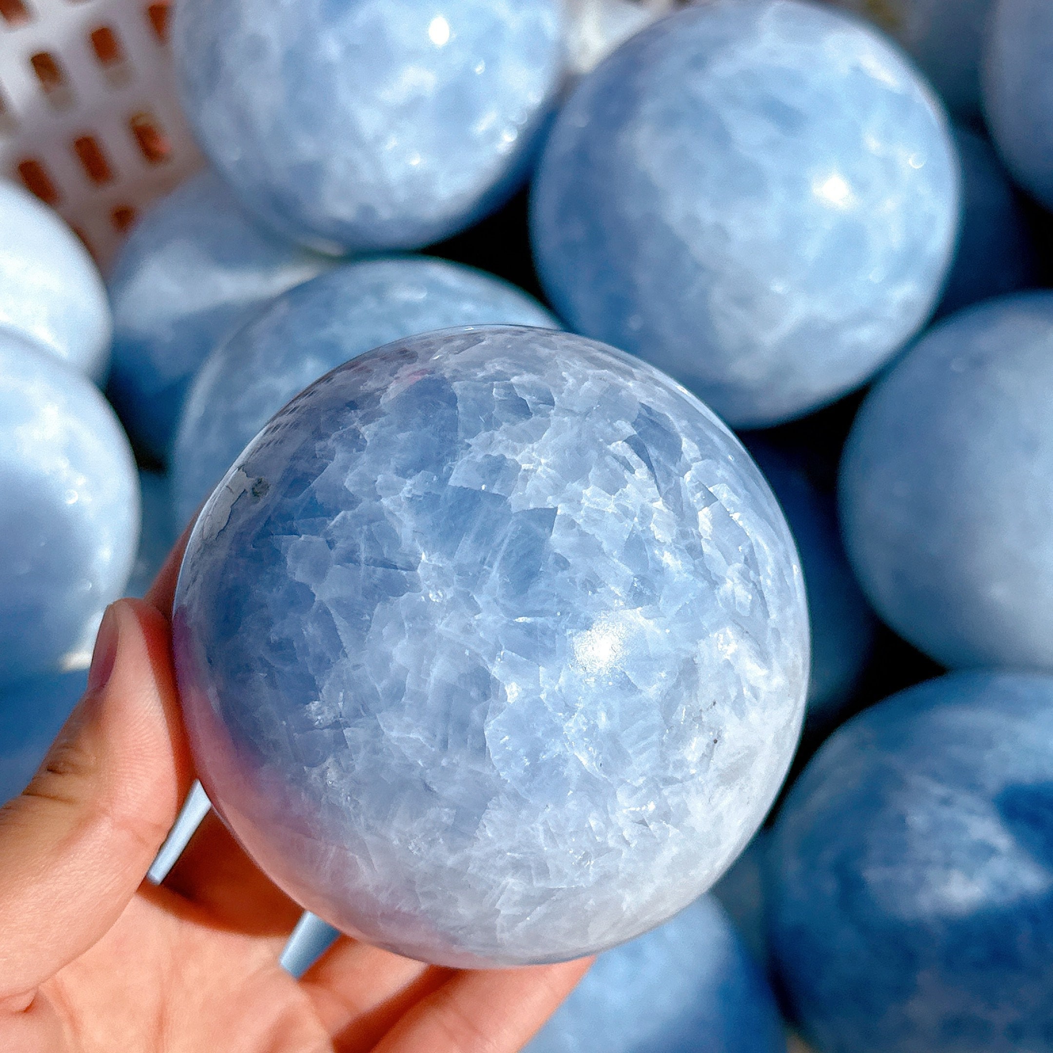 Blue Calcite Crystal Sphere - Spirit Crystals