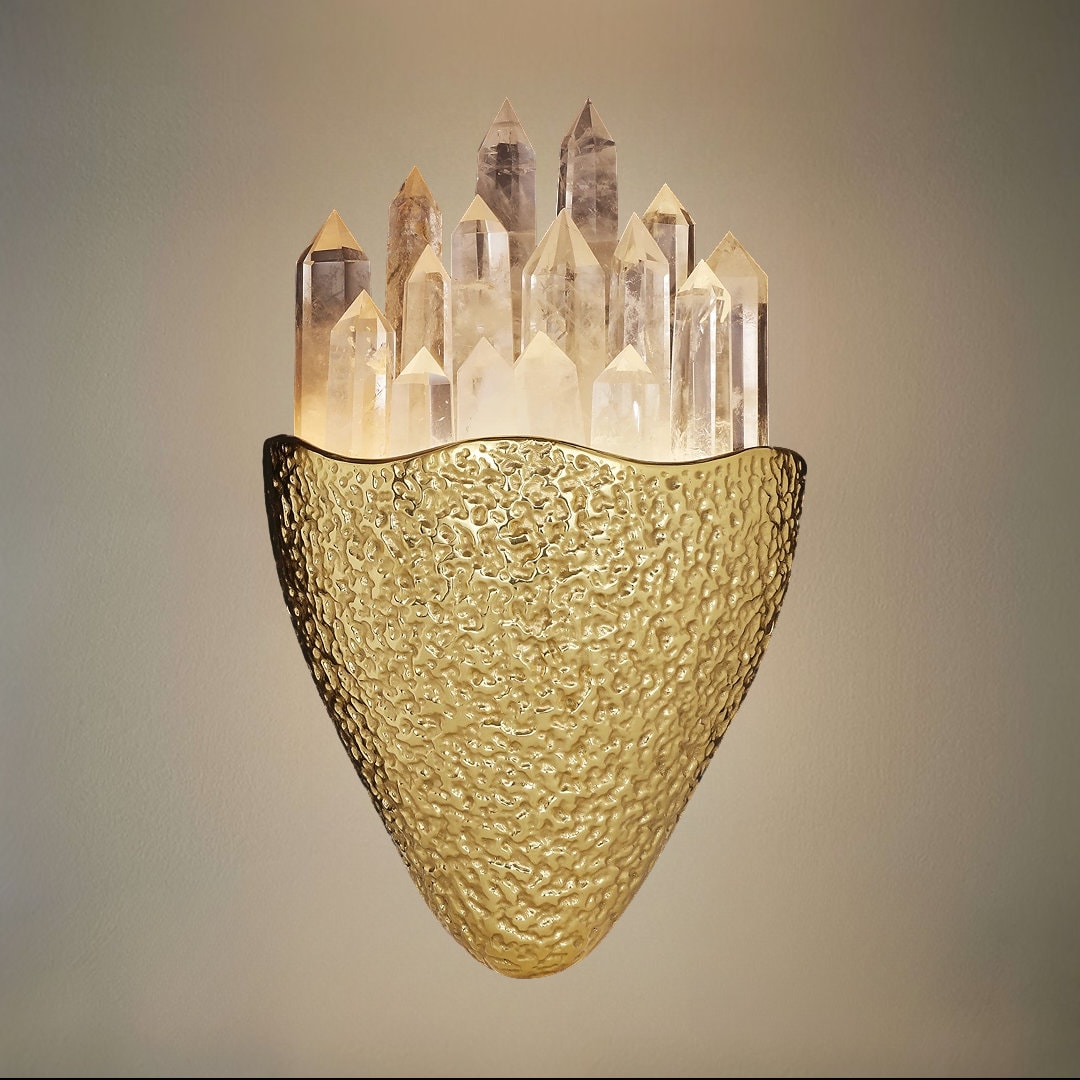Brass Wall Lamp with Natural Crystals - Spirit Crystals
