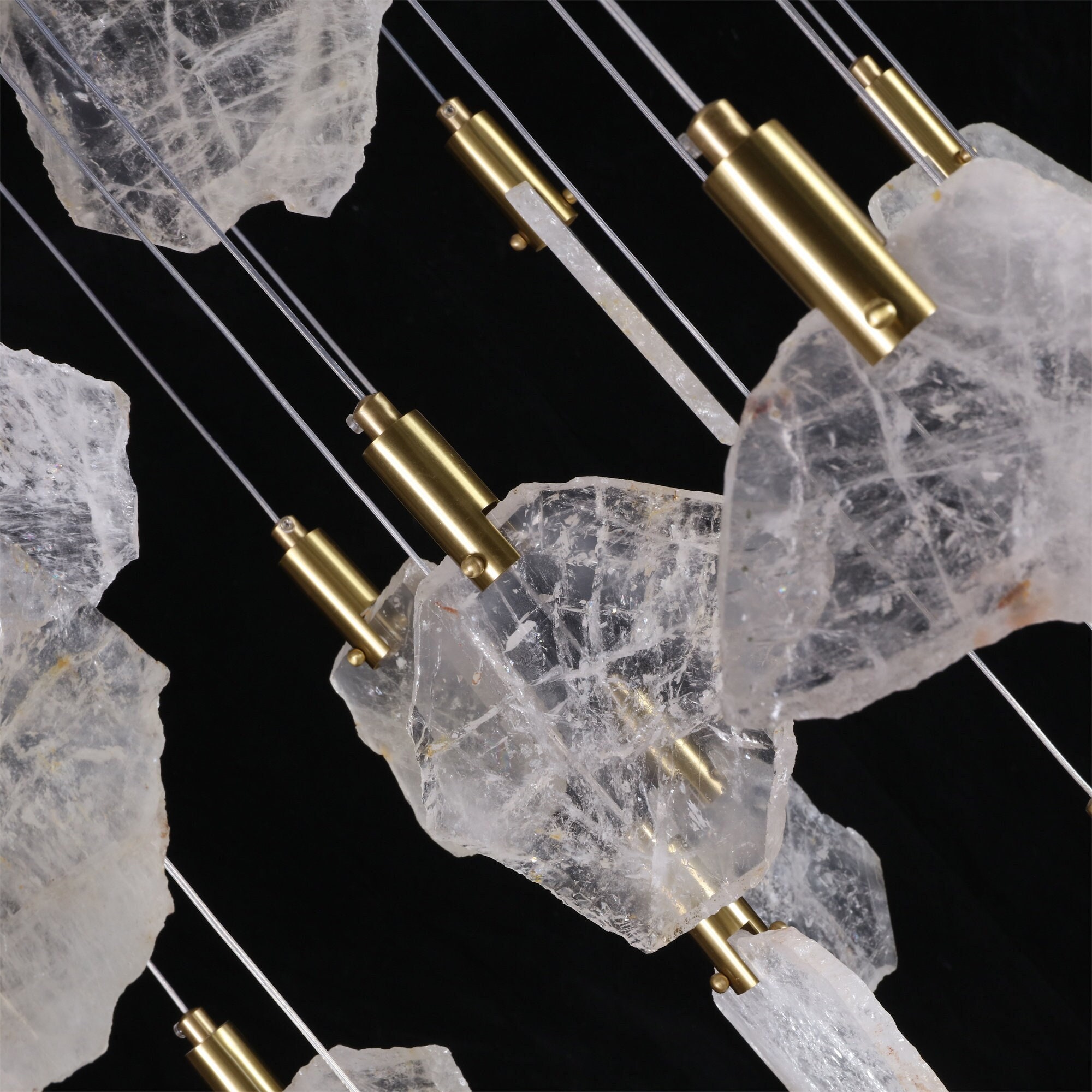 Dangling Quartz Slab Chandelier - Spirit Crystals