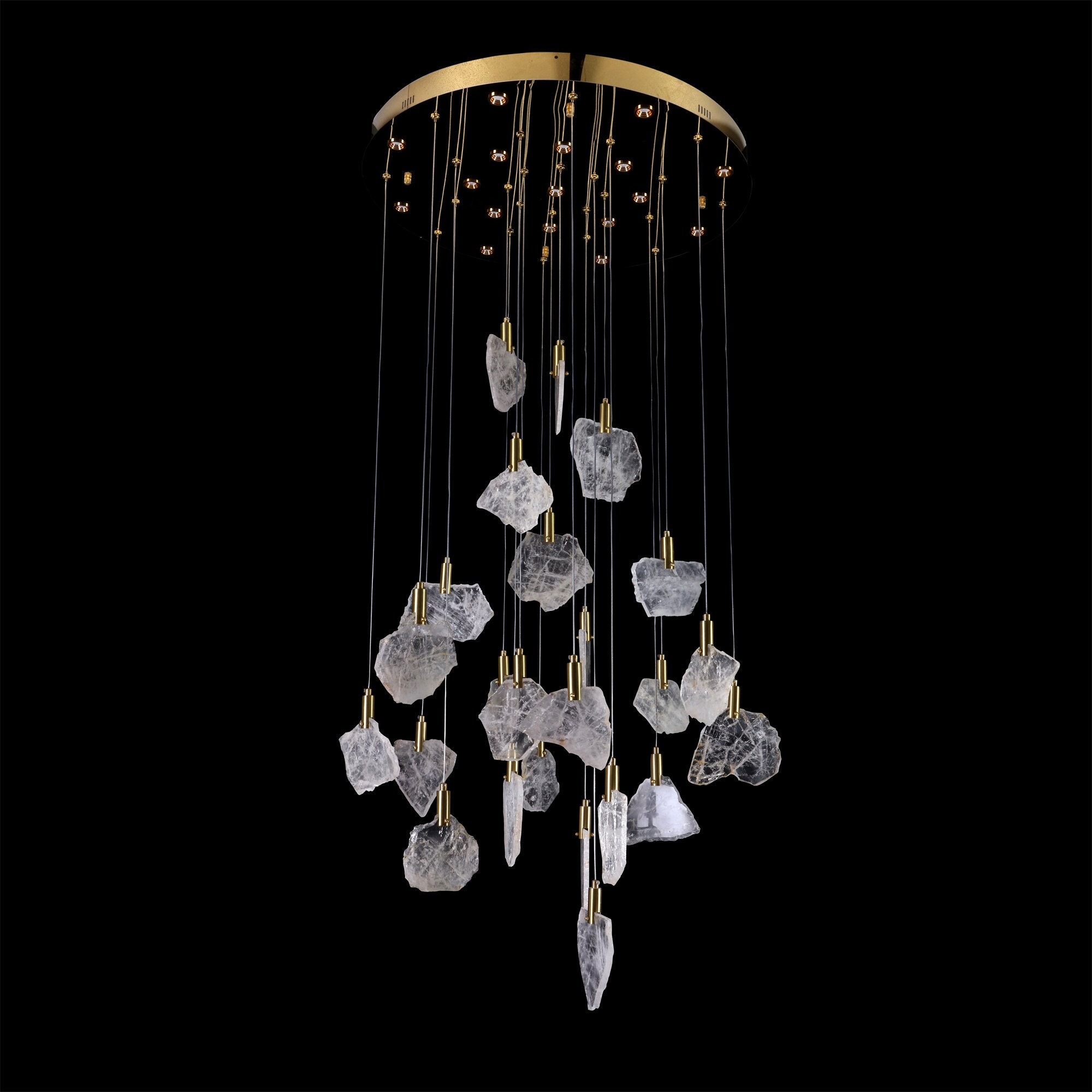 Dangling Quartz Slab Chandelier - Spirit Crystals