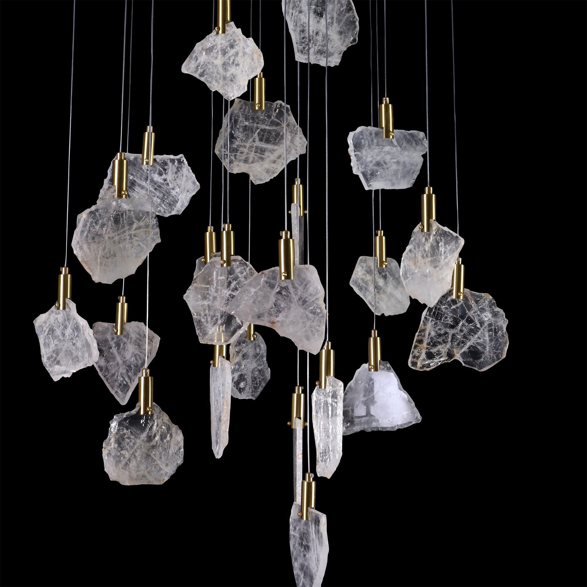 Dangling Quartz Slab Chandelier - Spirit Crystals
