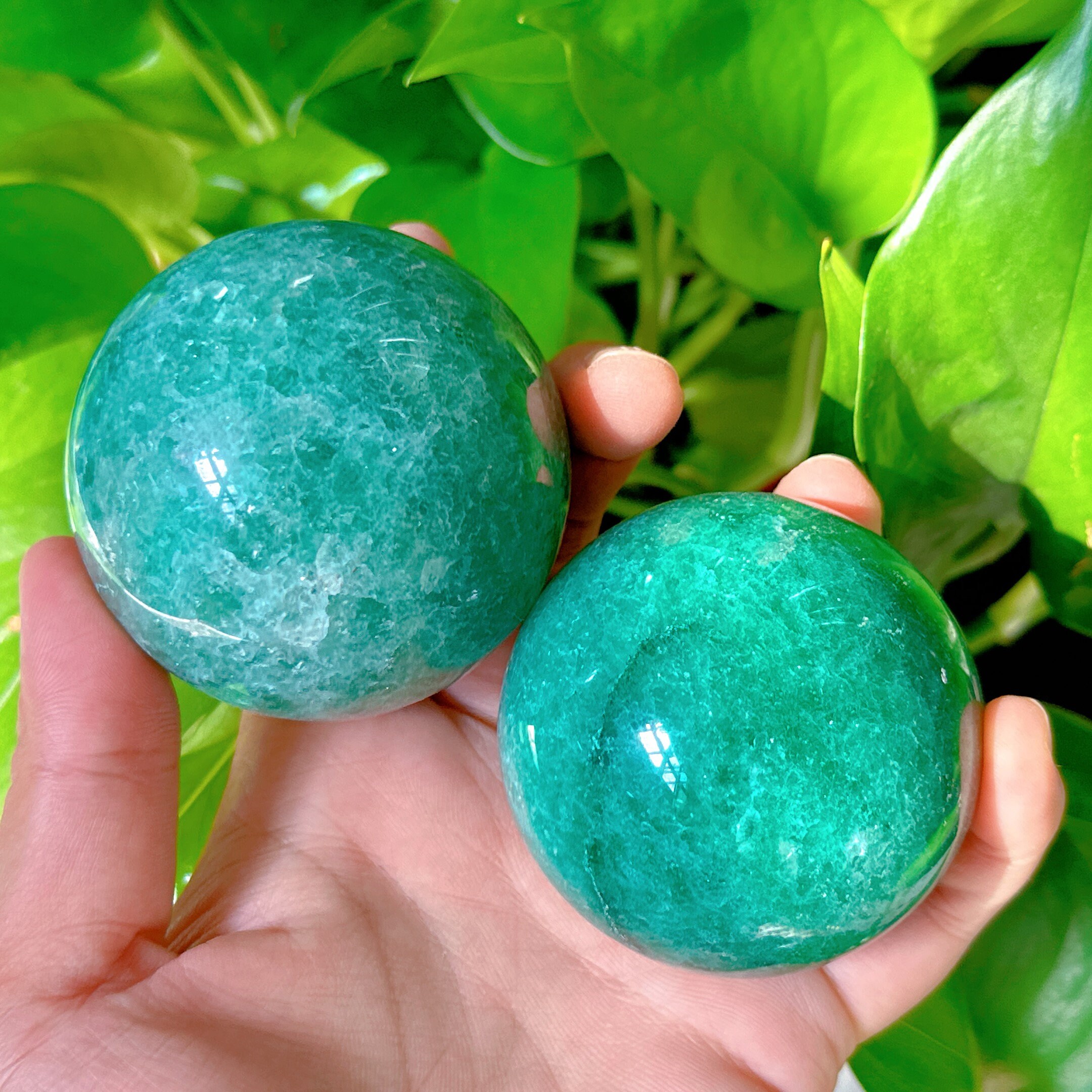 Green Strawberry Quartz Crystal Sphere - Spirit Crystals