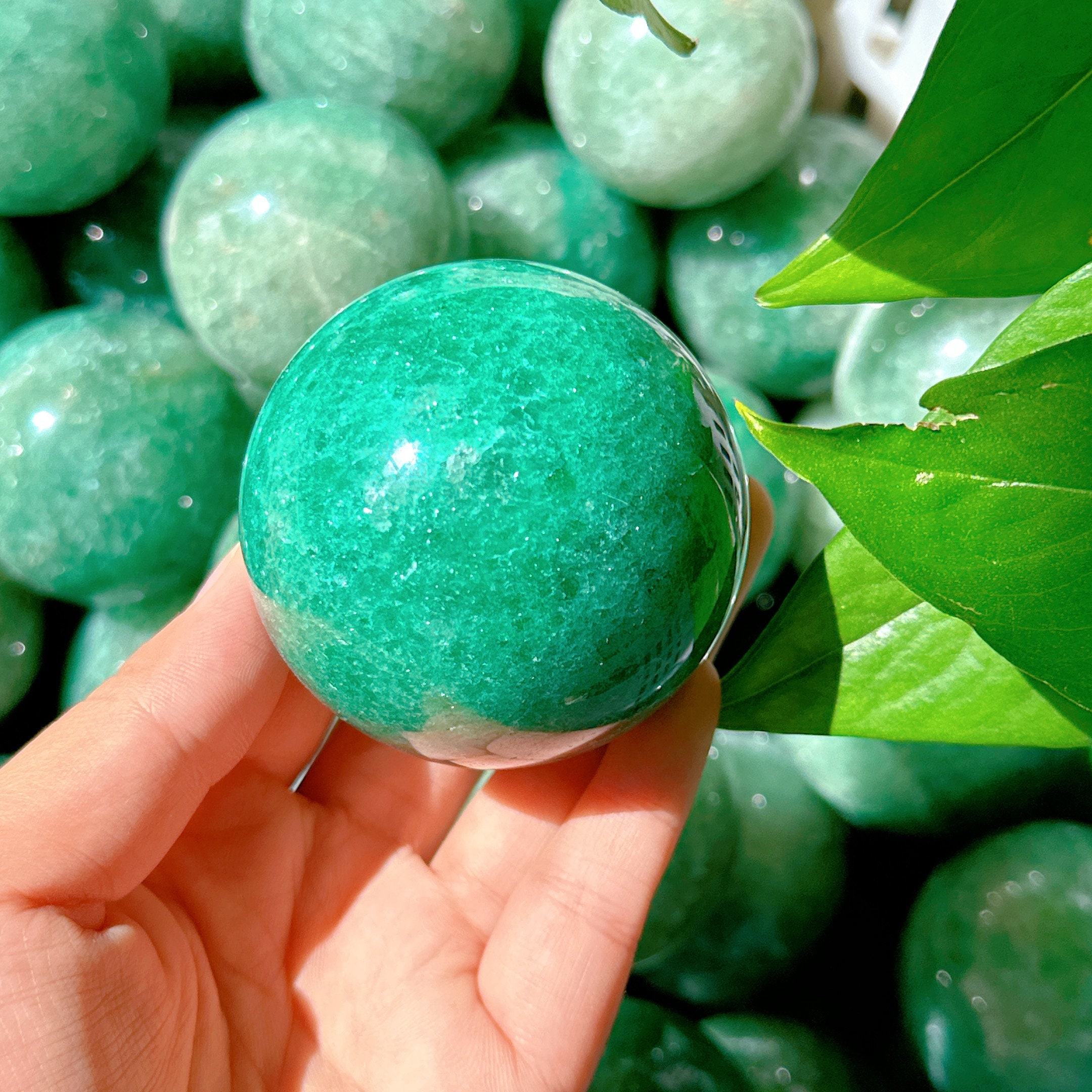 Green Strawberry Quartz Crystal Sphere - Spirit Crystals