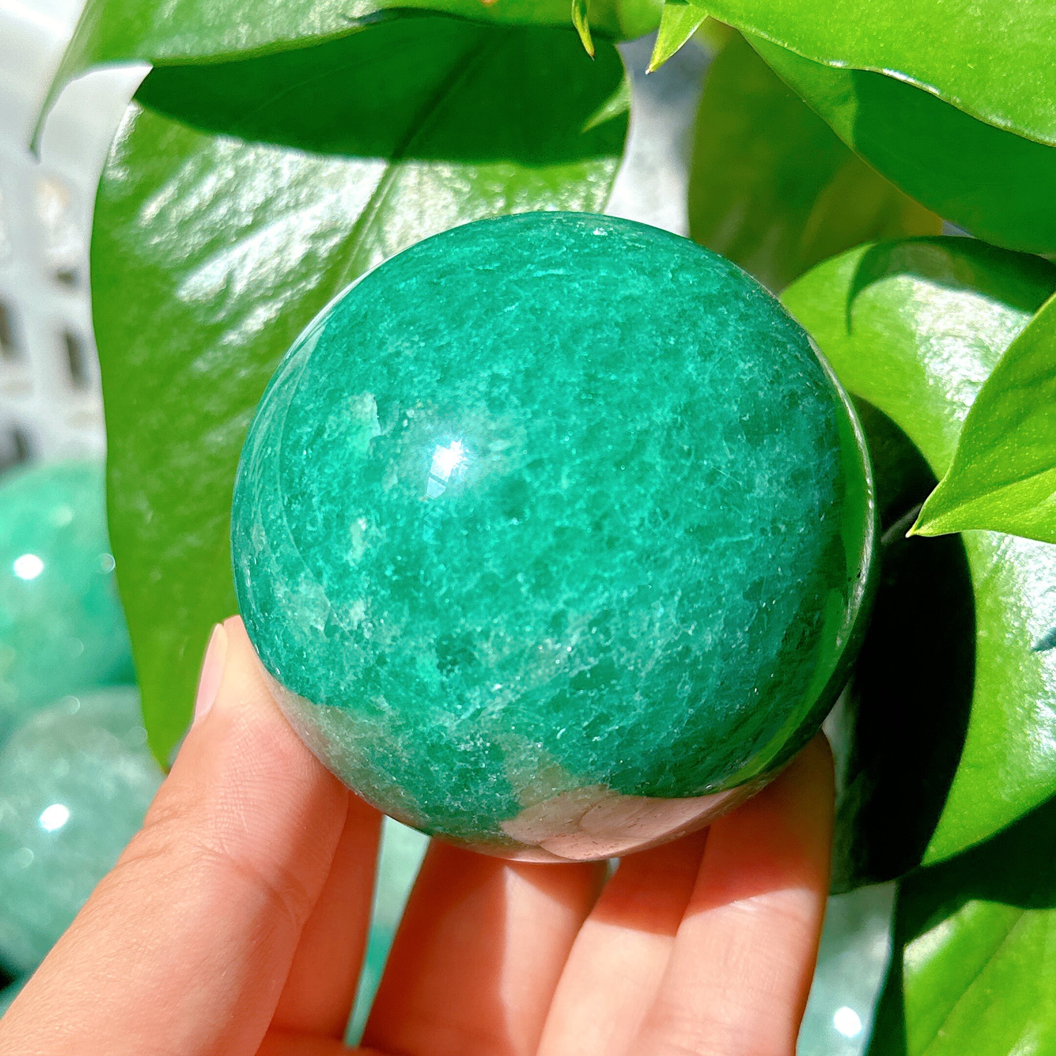 Green Strawberry Quartz Crystal Sphere - Spirit Crystals
