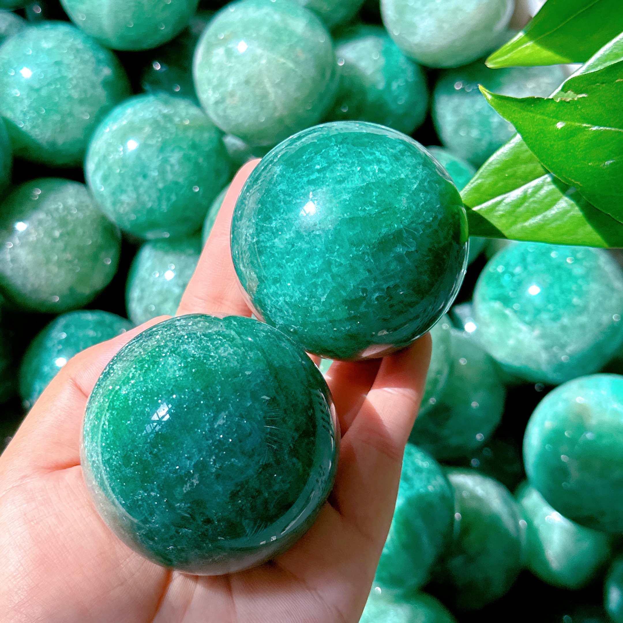 Green Strawberry Quartz Crystal Sphere - Spirit Crystals