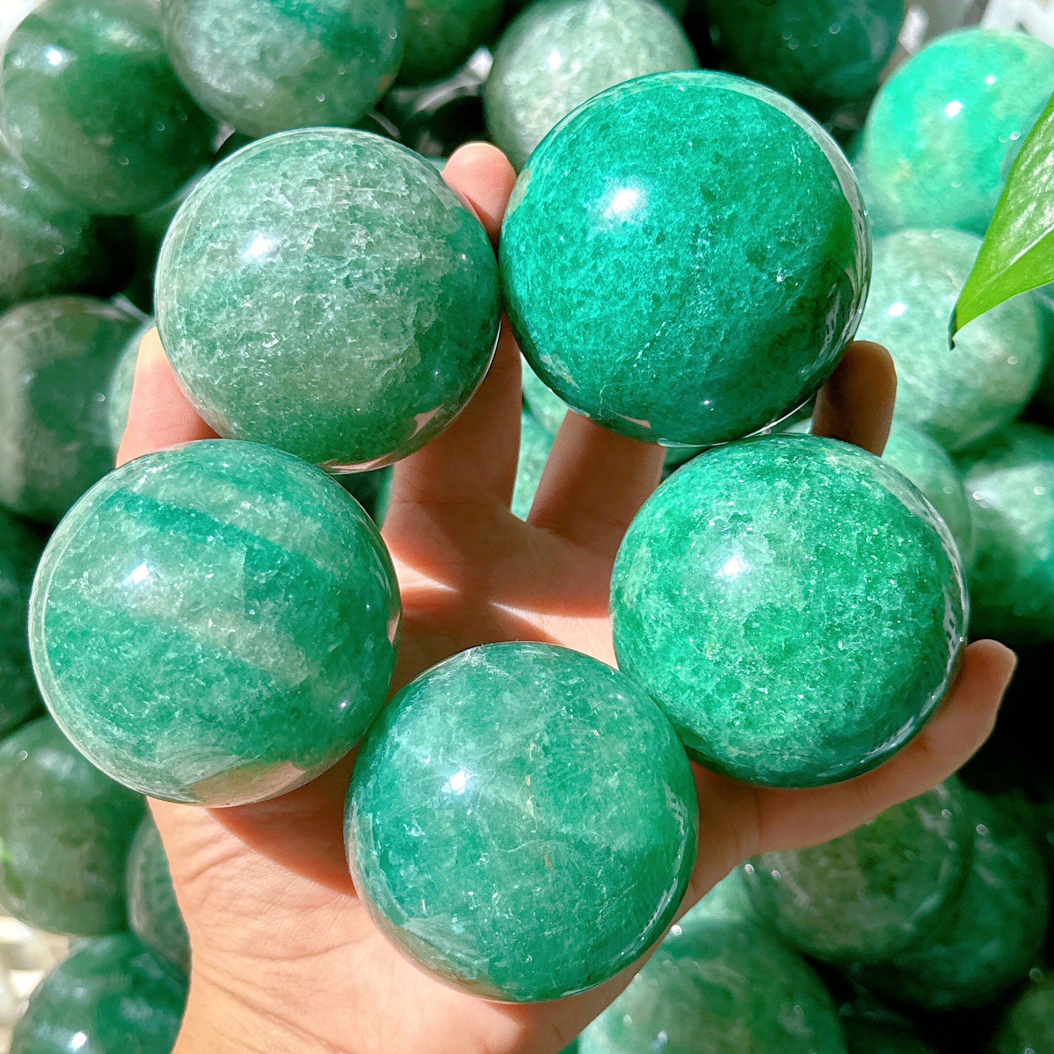 Green Strawberry Quartz Crystal Sphere - Spirit Crystals