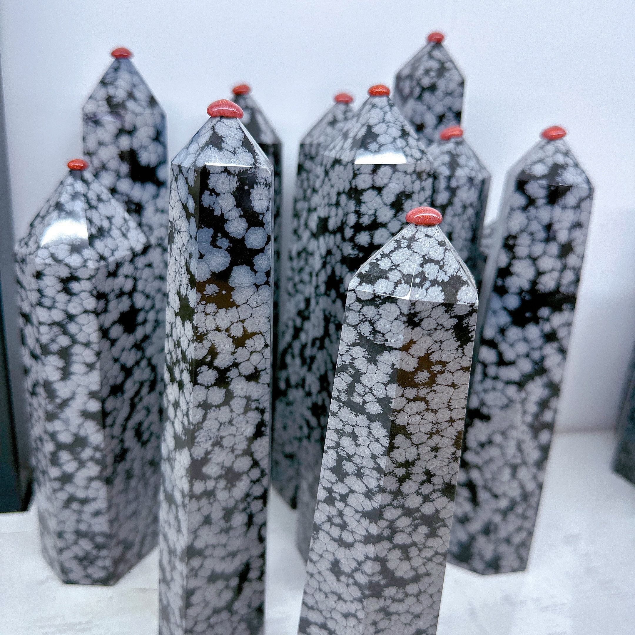 Snowflake Obsidian Crystal Obelisk Tower - Spirit Crystals