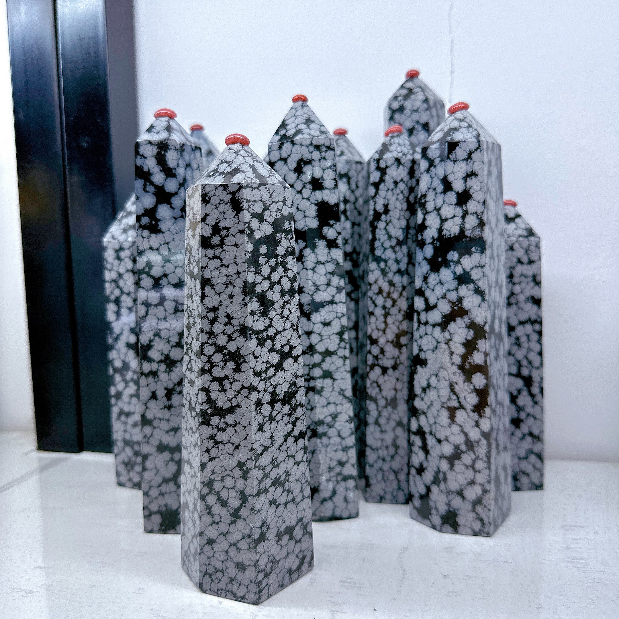 Snowflake Obsidian Crystal Obelisk Tower - Spirit Crystals