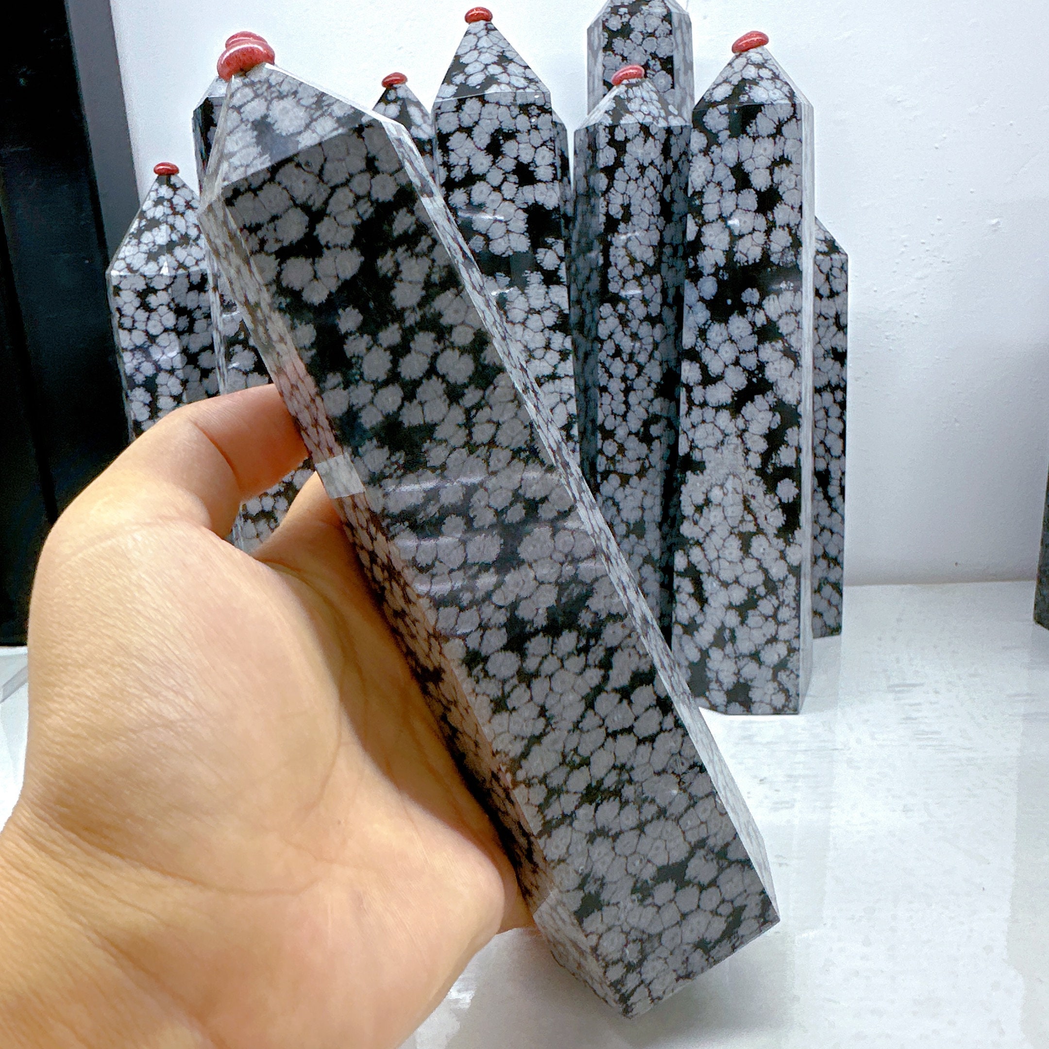 Snowflake Obsidian Crystal Obelisk Tower - Spirit Crystals