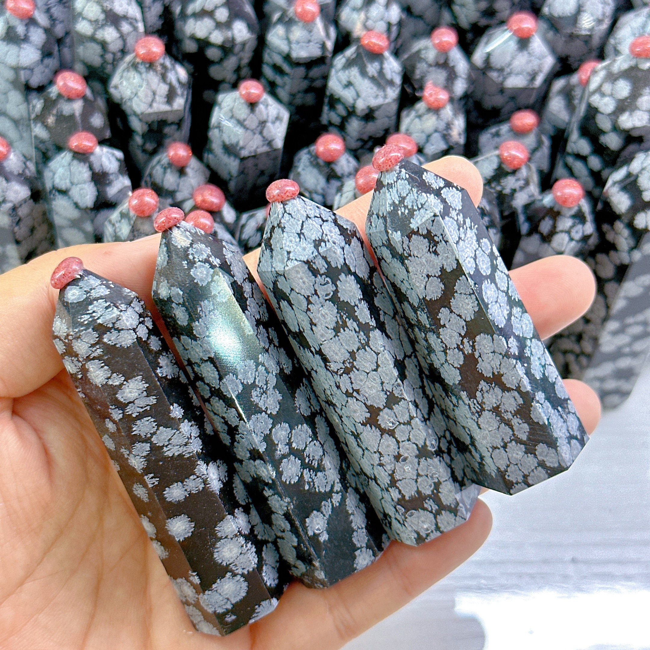 Snowflake Obsidian Crystal Obelisk Tower - Spirit Crystals