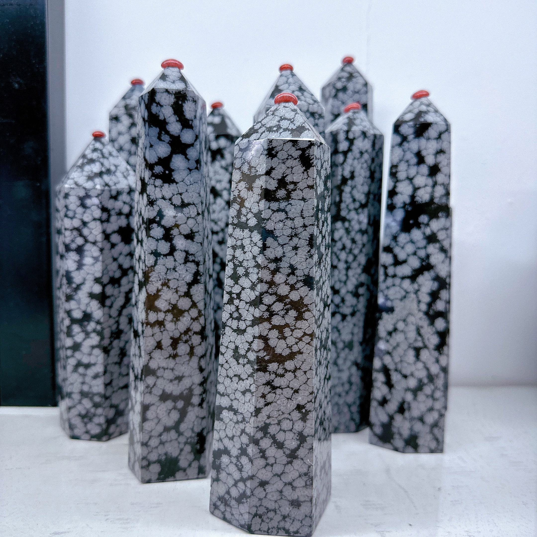 Snowflake Obsidian Crystal Obelisk Tower - Spirit Crystals