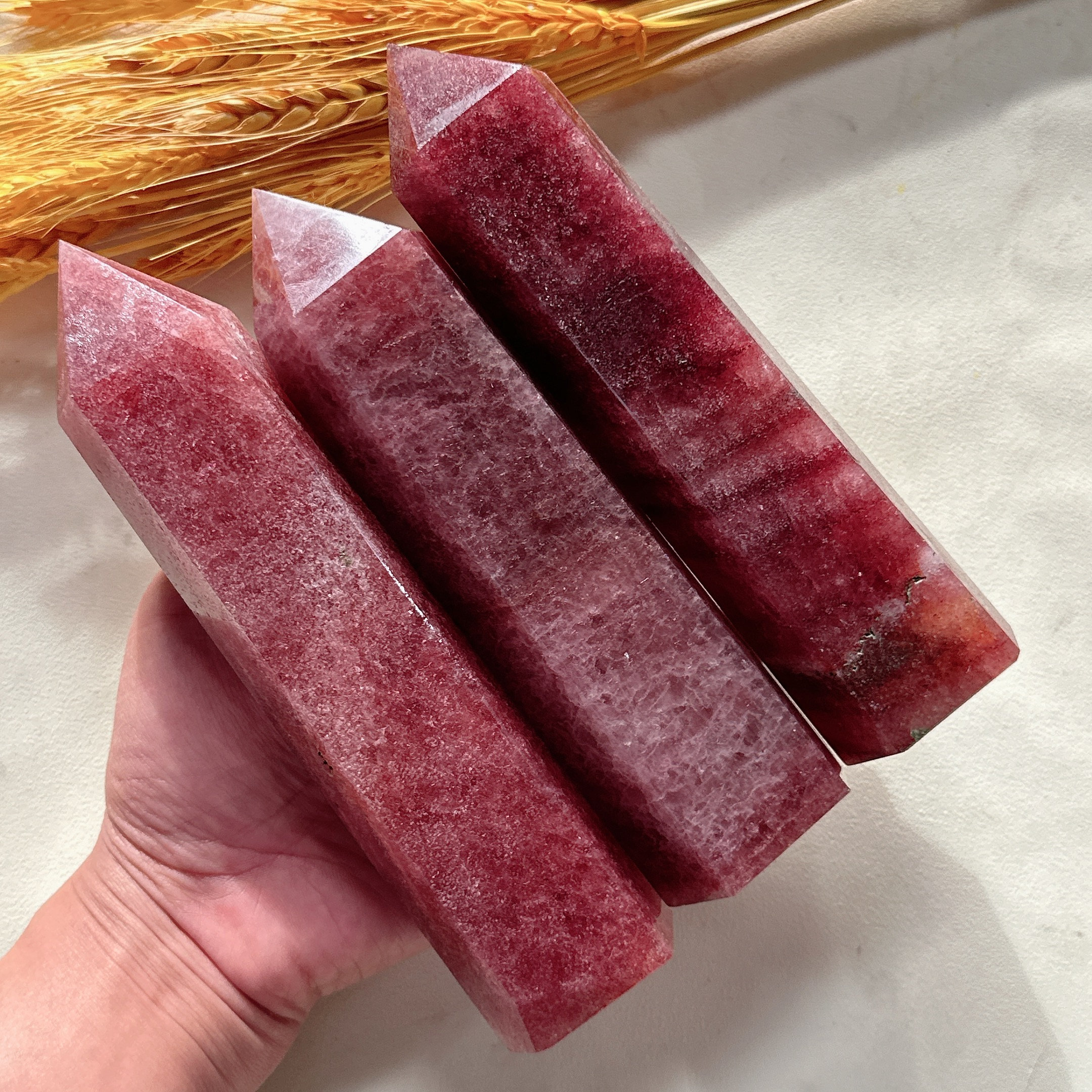 Strawberry Quartz Crystal Obelisk Tower - Spirit Crystals