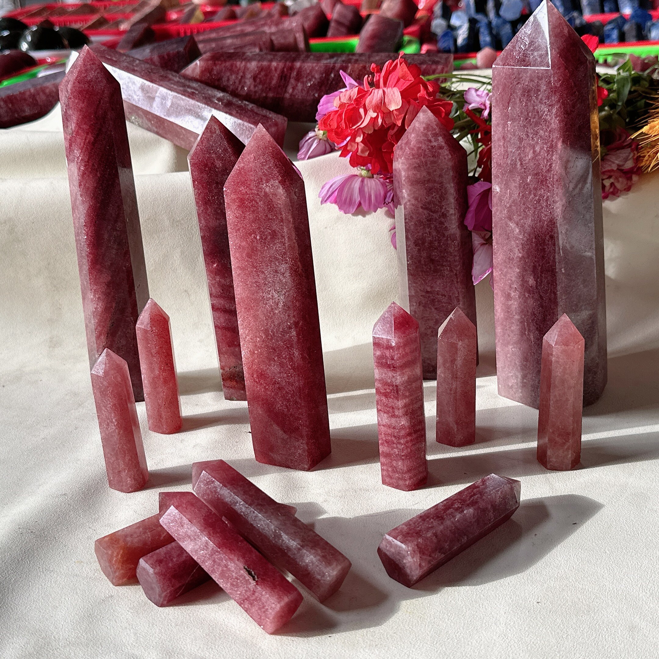 Strawberry Quartz Crystal Obelisk Tower - Spirit Crystals