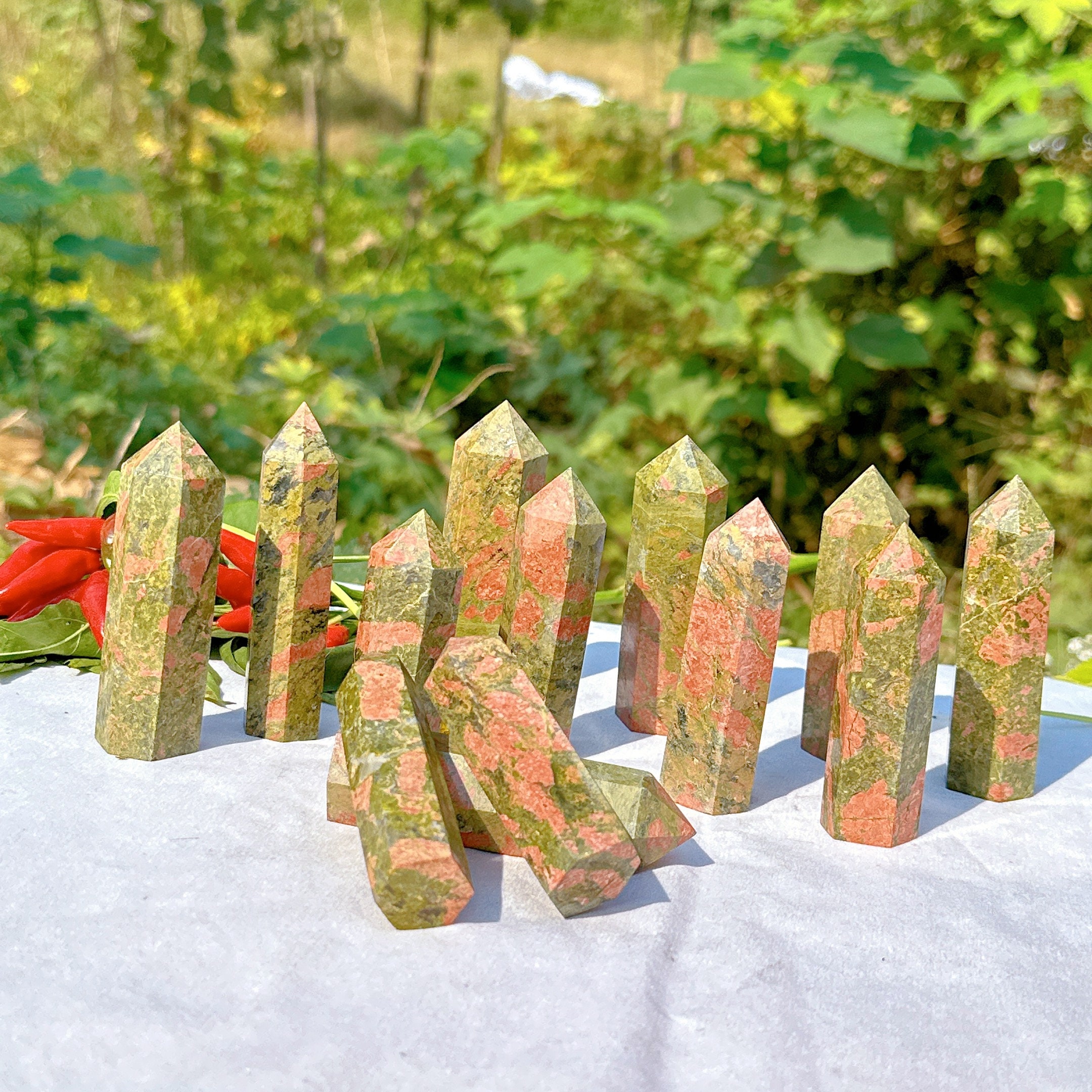 Unakite Crystal Obelisk Tower - Spirit Crystals