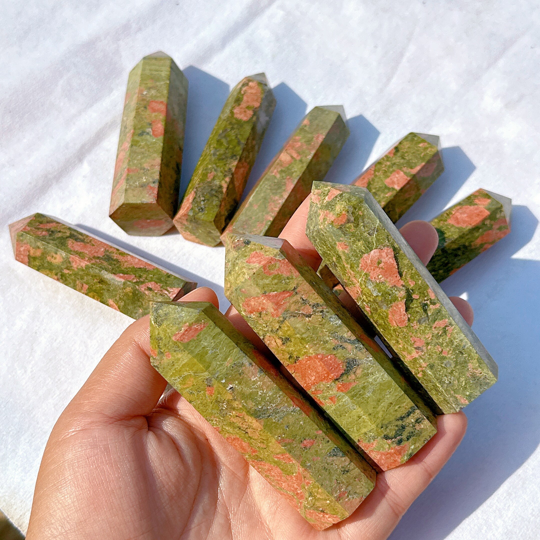 Unakite Crystal Obelisk Tower - Spirit Crystals