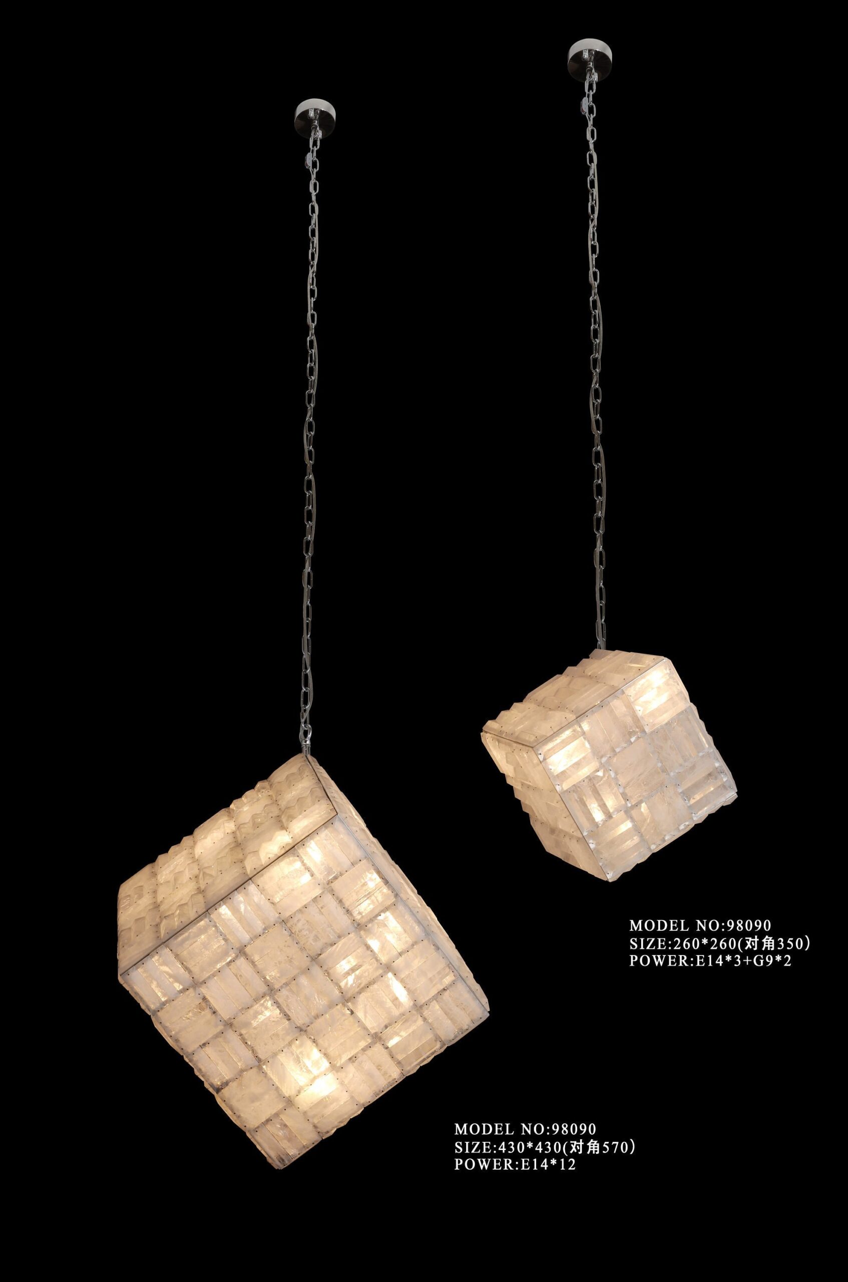 Clear Quartz Cubic Slabs Hanging Lamp - Spirit Crystals