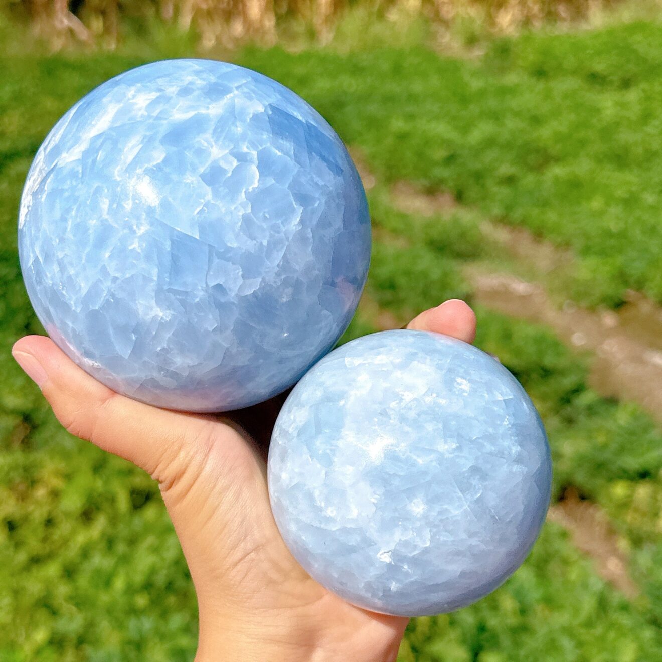 Blue Calcite Crystal Sphere - Spirit Crystals